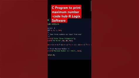 C Program To Print The Maximum Number Coding Code Programming