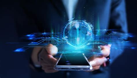 Future Technology Concept To Connect Mobile Devices And Internet Networks Holographic Effect