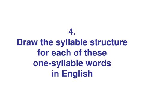 Ppt 4 Draw The Syllable Structure For Each Of These One Syllable