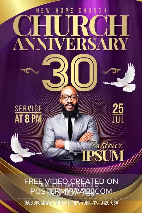 Copy Of Purple Gold Church Anniversary Flyer Banner 4 Postermywall