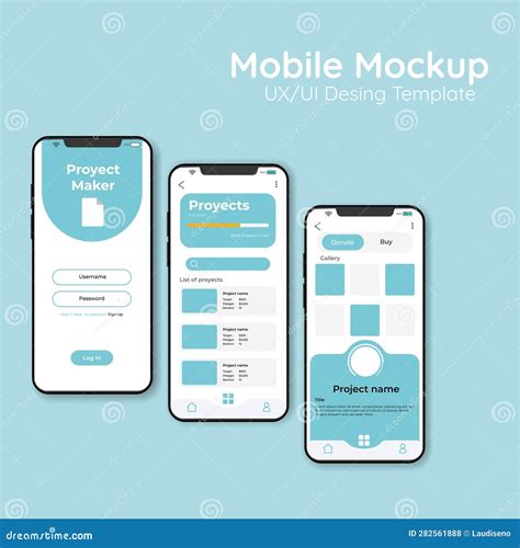 Colored Mobile App Mockup Templates Vector Stock Vector Illustration Of Display Vector 282561888