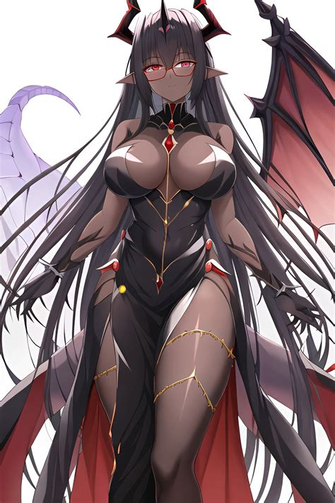 Rule 34 Ai Generated Big Breasts Black Dress Dark Skinned Female Dark Skin Demon Demon Girl