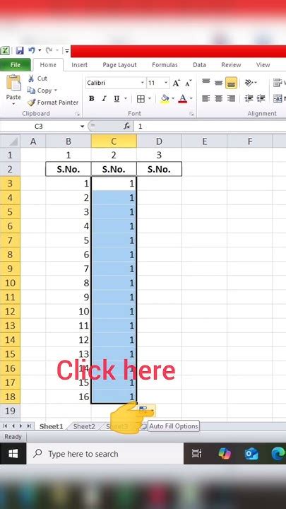 Simple Step To Add Serial Number In Excel💯 Shortsexcelexceltips