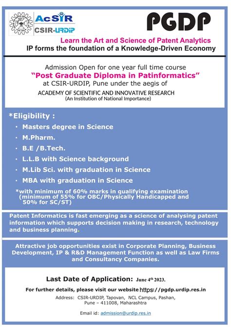 patinformatics on linkedin admission for one year full time post graduate diploma in