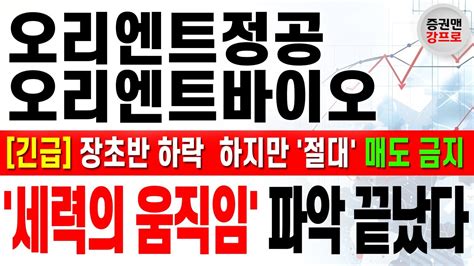 오리엔트정공 오리엔트바이오 주가 전망 강프로 장초 하락 하지만 절대 매도 금지 세력의 움직임 파악 끝났다 세력 움직임 초정밀 분석 해드립니다 주주분들 필수
