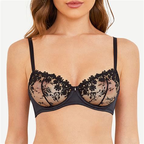 Wingslove See Through Bra Embroidered Unlined Sexy Lace Underwire Bra Wingslove