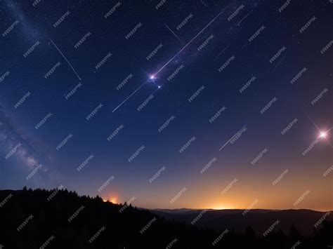 Premium Ai Image Bright Fireballs In The Night Sky A Meteor Flash