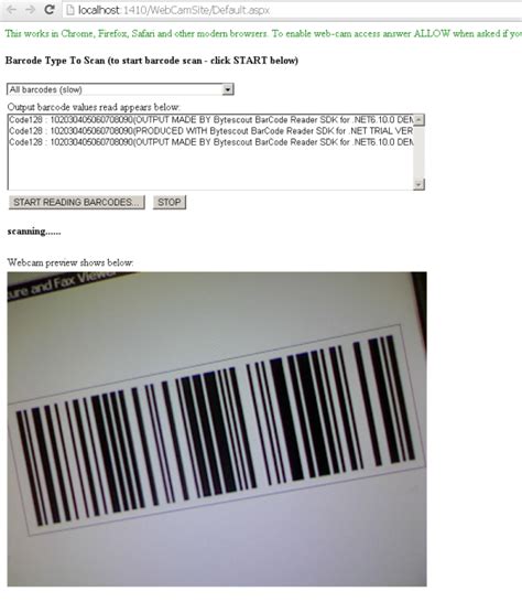 How To Add Barcode Reading From Web Camera In Your Aspnet Application