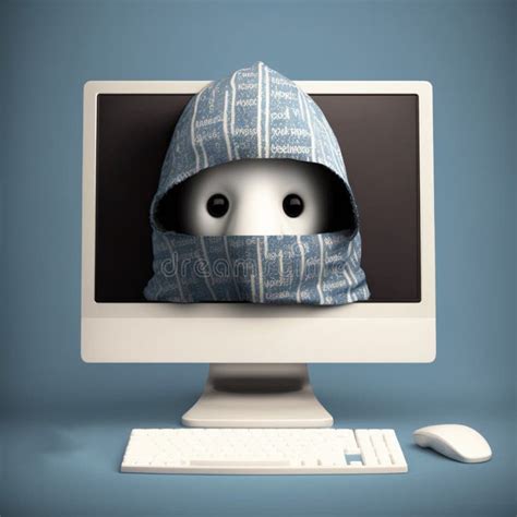 3d Illustration Of Cute Anonymous Hacker In Screen Of Computer Monitor Concept Of Ethical