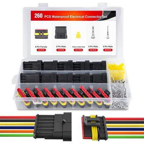 Brandclub Nilight 260pcs 6 Pin Electrical Connector ‎plug Male Female