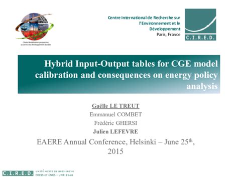 pdf hybrid input output tables for cge model calibration and