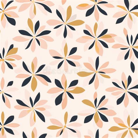 A Chic Floral Illustration With Minimalist Geometric Flowers In Clean Symmetrical Shapes The