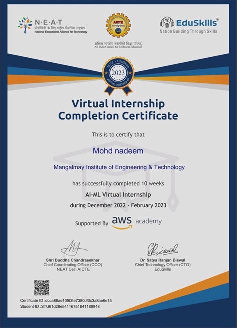 Mohd Nadeem On Linkedin Internship Aws Virtualinternship Alml Aicteinternship Aicte