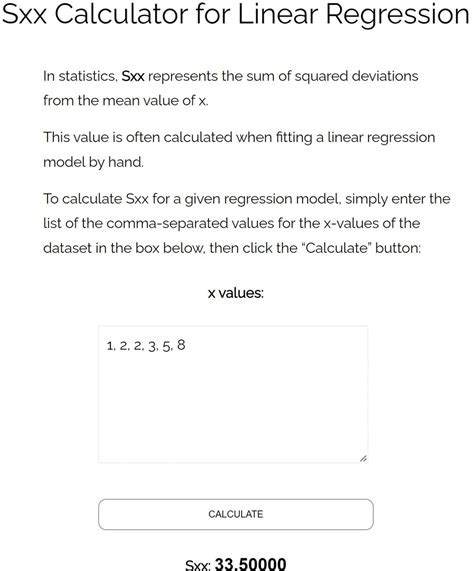 How To Calculate Sxx In Statistics With Example