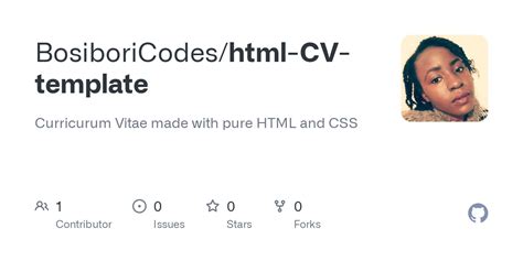 GitHub BosiboriCodes Html CV Template Curricurum Vitae Made With Pure HTML And CSS
