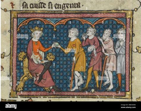 A 13th Century Painting Depicting Saint Fanuel Distributing Apples To