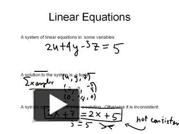 Linear Equations Presentation Free To Download