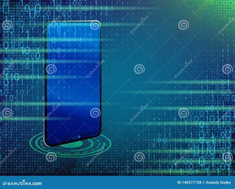 3d smartphone and binary code numbers background vector illustration stock vector