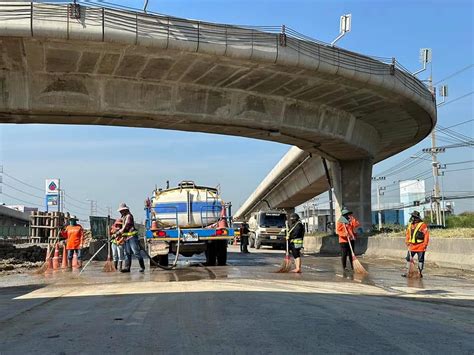 ทล ติดตั้งคาน ราวสะพานกลับรถ พระราม 2 เสร็จแล้ว 4 พ ย 6 โมงเช้าเปิดวิ่งช่องทางหลัก