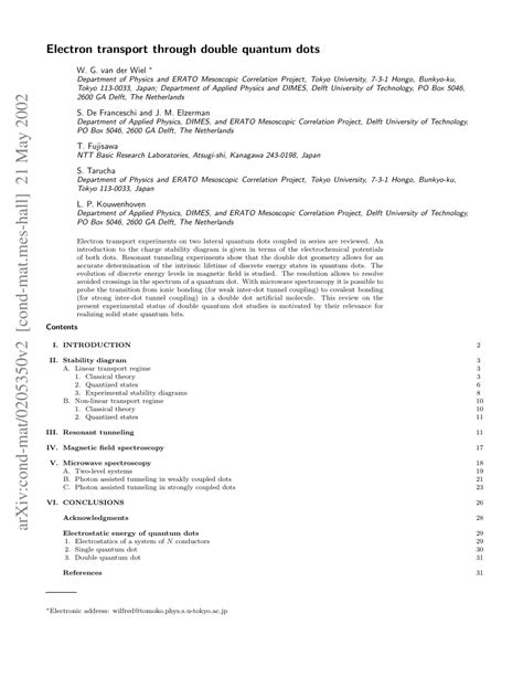 Pdf Electron Transport Through Double Quantum Dots