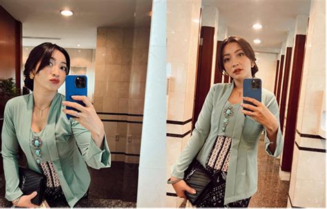 Gaya Hesti Purwadinata Pakai Kebaya 100 Ribuan Ke Nikahan Kiky Saputri