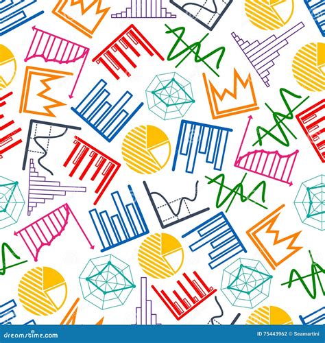 Business Graphs And Charts Seamless Pattern Stock Vector Illustration Of Chart Colorful 75443962