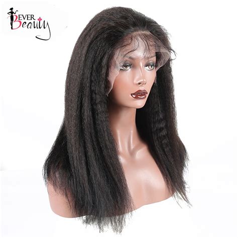 250 Density Kinky Straight Lace Front Human Hair Wigs Pre Plucked