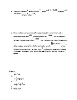 Differential Equations Quiz By Beth Purl TPT
