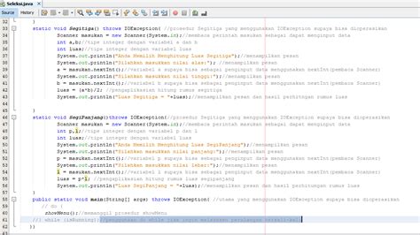 Java Program Pemilihanpercabangan Dengan Membuat Dan Memanggil Prosedur