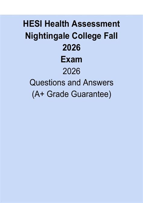 Hesi Health Assessment 2026 Nightingale College Exam Prep And Review