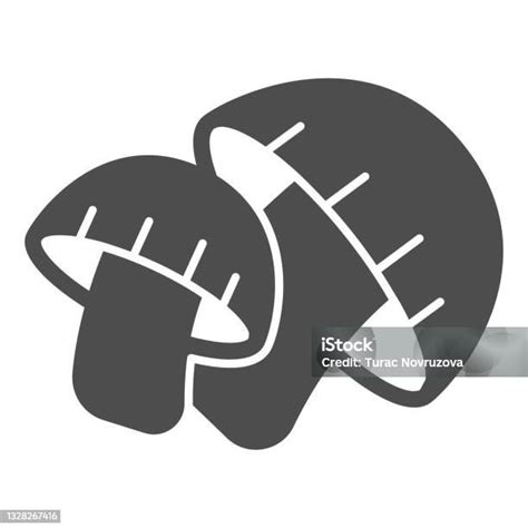 Muschrooms 솔리드 아이콘 과일 및 야채 개념 흰색 배경에 샴페인 버섯 벡터 기호 모바일 개념 및 웹 디자인을위한 글리프 스타일 아이콘 벡터 그래픽 10에 대한 스톡