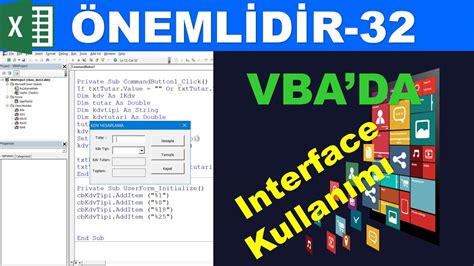 Excel VBA da Interface kullanımı YouTube