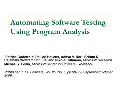 Ppt Automating Software Testing Using Program Analysis Powerpoint Presentation Id9556831