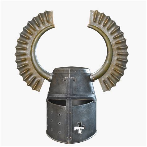 Horned Teutonic Knight Helmet 3d Model