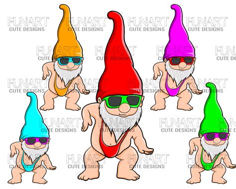 Naked Gnomes Clipart Bundle Png Files Funny Gnome Designs PNG Etsy Australia