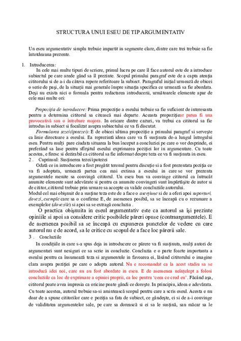 Textul Argumentativ Model Cursuri Online
