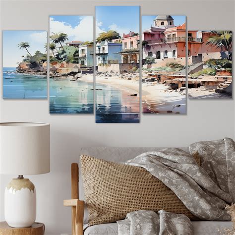 Highland Dunes Dominican Dreamy Coastal Village I On Canvas 5 Pieces