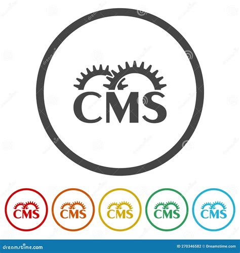 Cms Setting Icons In Color Circle Buttons Stock Vector Illustration