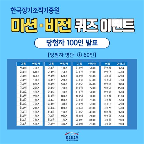 한국장기조직기증원 ♻♻ 미션 비전 퀴즈 이벤트 당첨자 발표♻♻ 미션비전 퀴즈이벤트 에