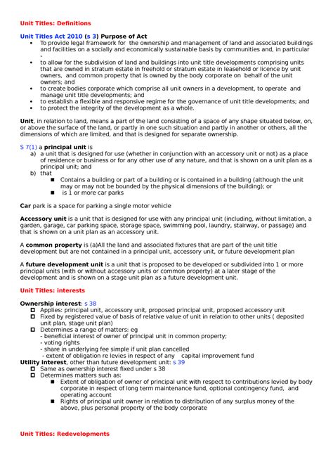 Unit Titles Notes For Final Exam Unit Titles Definitions Unit Titles Act 2010 S 3 Purpose