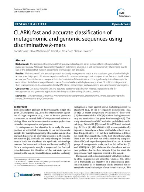 Pdf Clark Fast And Accurate Classification Of Metagenomic And