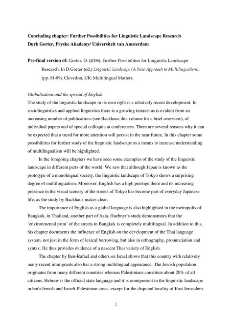 Pdf Further Possibilities For Linguistic Landscape Research