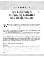 4 5 Sex Differences In Health Pdf CHAPTER 10 Sex Differences In Health Evidence And