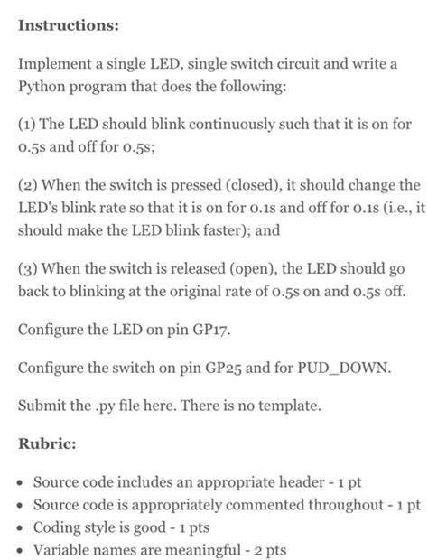 Solved Instructions Implement A Single Led Single Switch