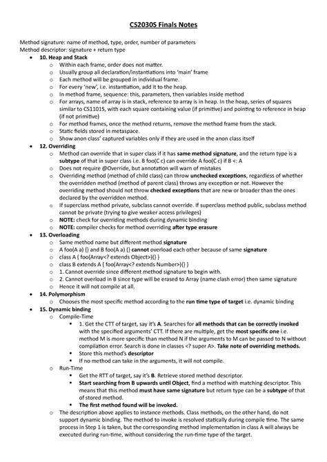 Cs2030s Finals Notes Cs2030s Finals Notes Method Signature Name Of
