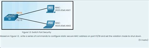 Solved Figure 1 3 Switch Port Security Based On Figure 1 3