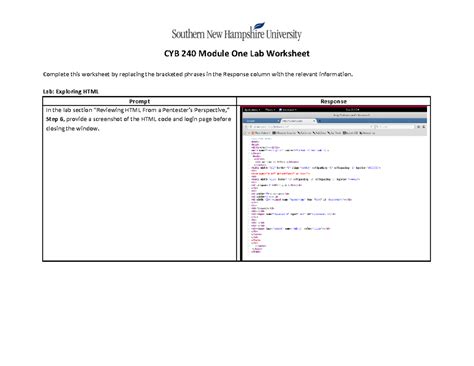 CYB Module ONE LAB Oktawia Romero CYB CYB Module One Lab Worksheet Complete This
