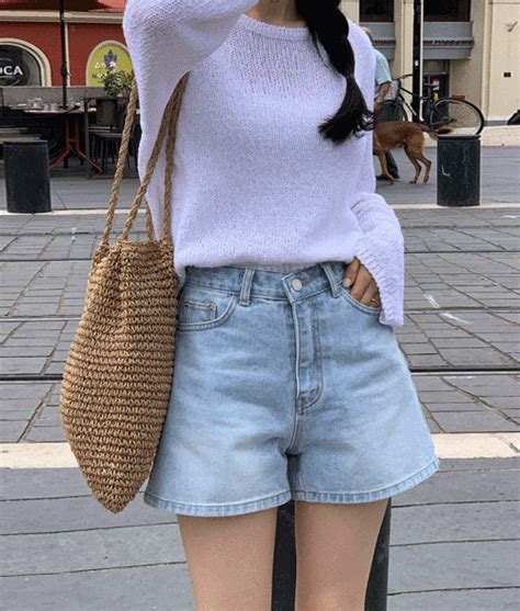 엘리숏데님 2color 데일리룩 러블리 데님 반바지 청바지 연청 진청 숏팬츠 청반바지 중청 에이블리
