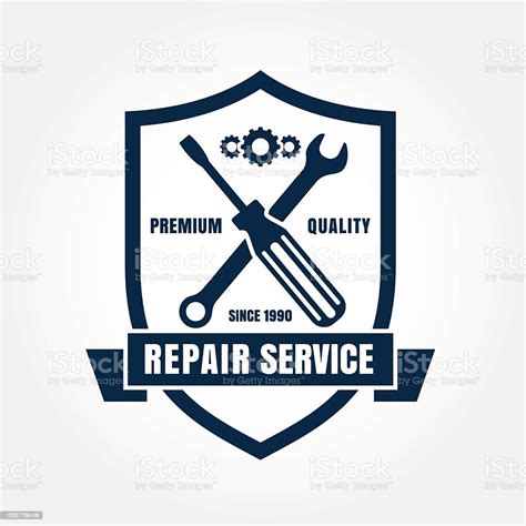 빈티지 스타일 자동차 수리 서비스 막다 레이블입니다 벡터 로고 디자인 2015년에 대한 스톡 벡터 아트 및 기타 이미지
