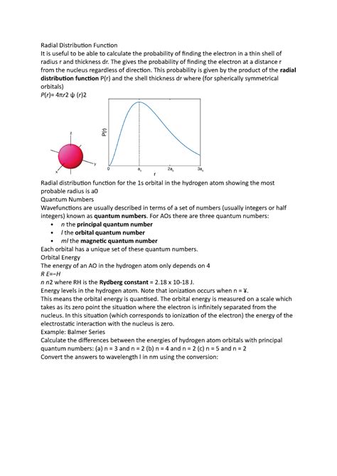 Radial Distribution Function The Gives The Probability Of Finding The Electron At A Distance R